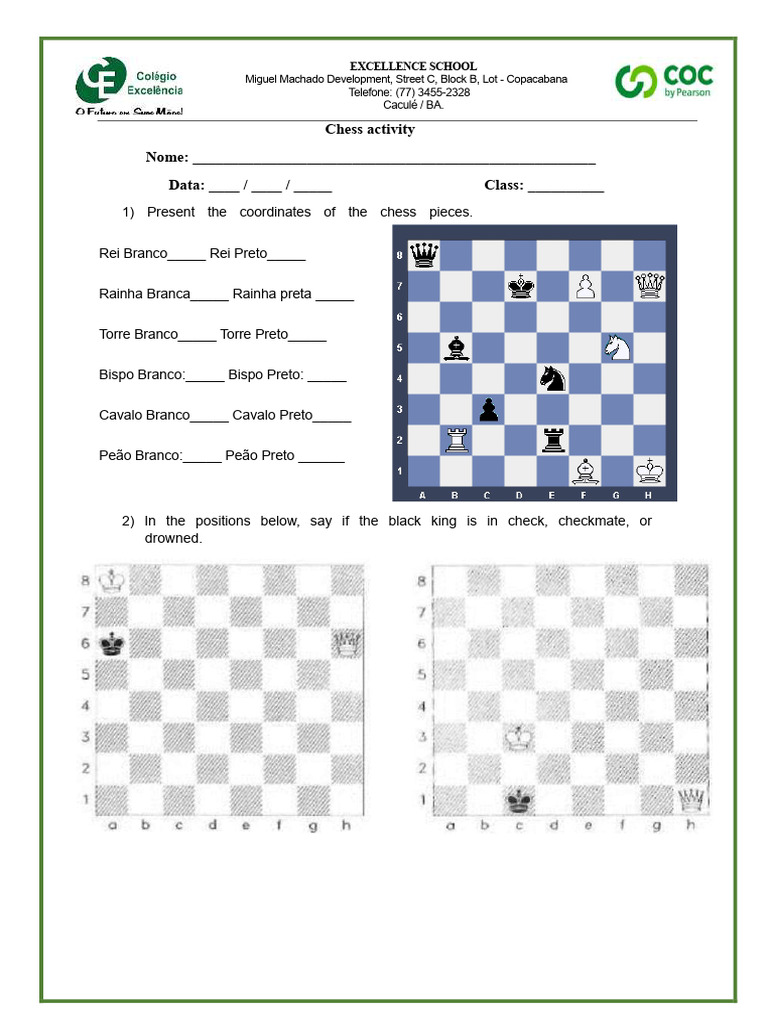 Chess Activity 1 | PDF | Board Games | Game Rules