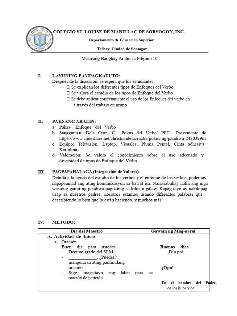 Verbo Esquema de Lección | PDF | Verbo | Mecánica del lenguaje