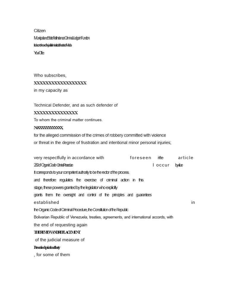 Model Request For Review of Preventive Detention Measure | PDF ...