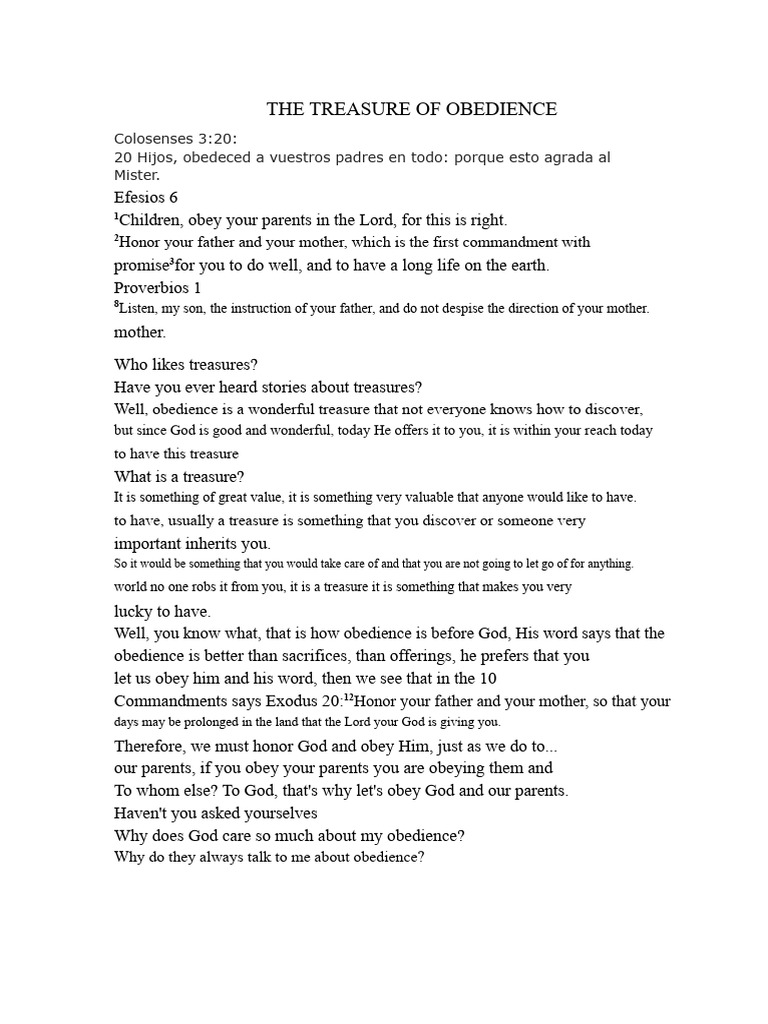 The Treasure of Obedience | PDF | Jonah | Religious Belief And Doctrine