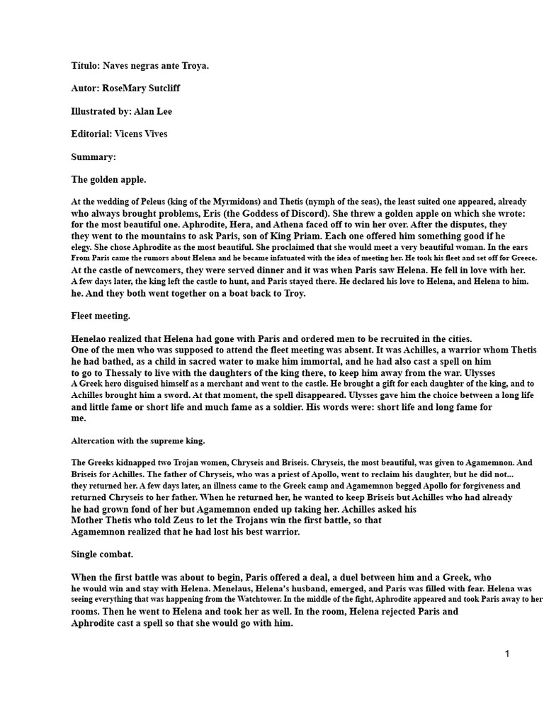 Black Ships Before Troy - Rosemary Sutcliff | PDF | Hector | Achilles