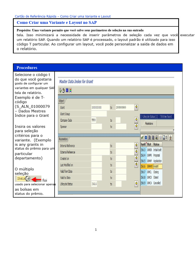 Criar Variante e Layout no SAP | PDF | Informática