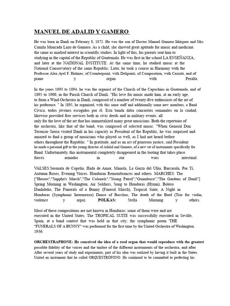 Honduran Composers and Artists | PDF