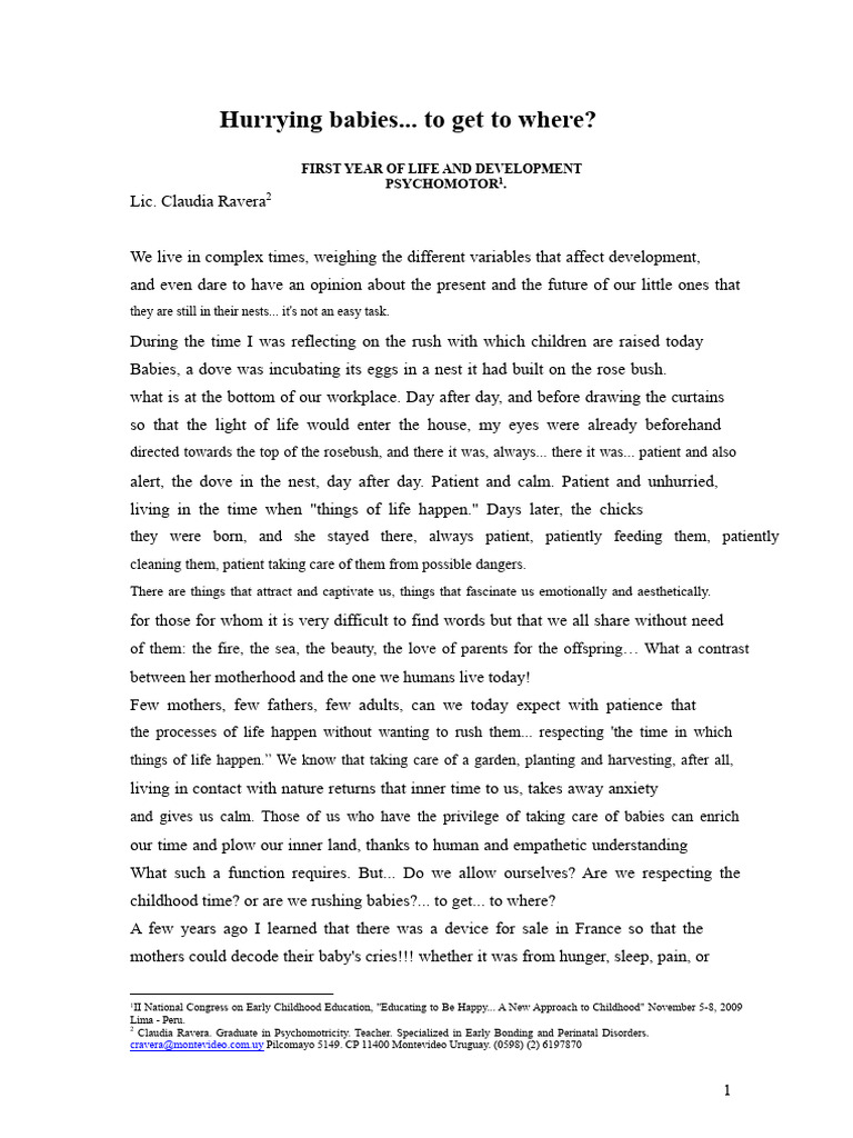 Rushing Babies C Ravera | PDF | Infants | Affect (Psychology)