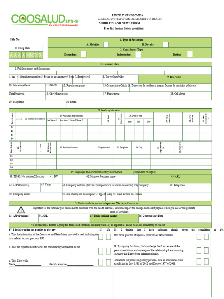 Colombia Health Security Mobility Form | PDF