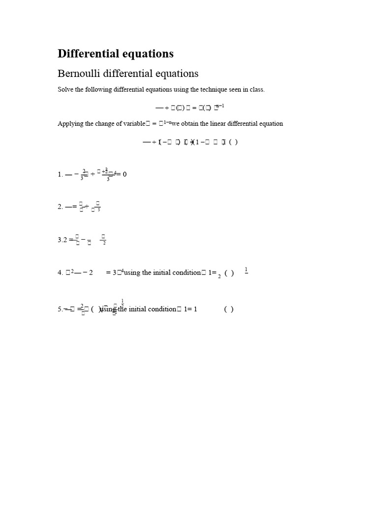 3 1 Bernoulli Differential Equations Pdf