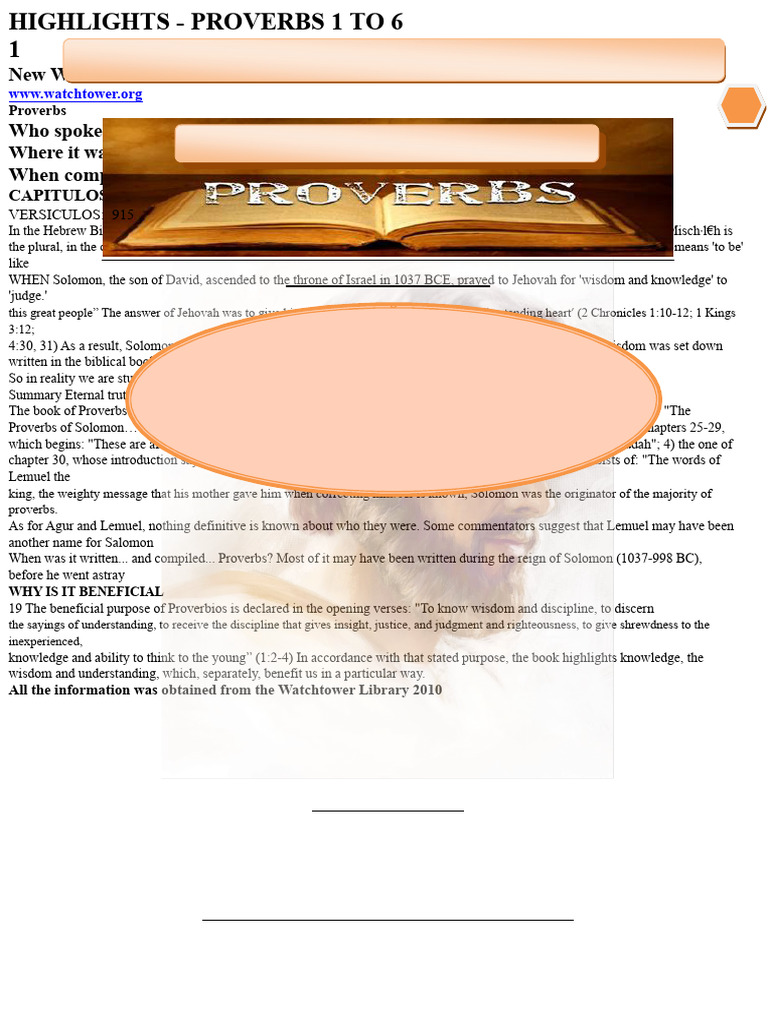 Proverbs Insights: Wisdom and Guidance | PDF | Book Of Proverbs | Wisdom