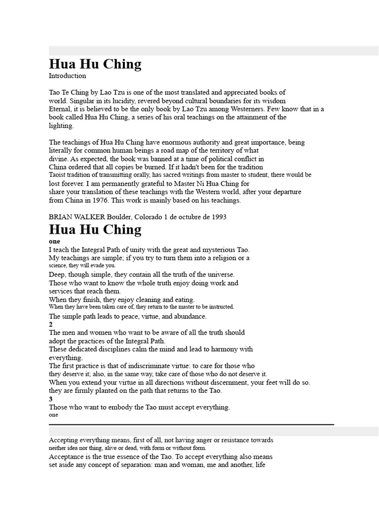 Insights from the Hua Hu Ching | PDF | Laozi | Tao