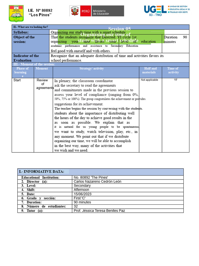 Session 05 - Organizing Our Study Time With A Smart Schedule - 1st ...