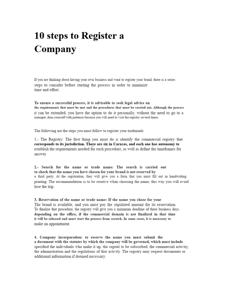 10 Steps To Register A Company | PDF | Payments | Taxes