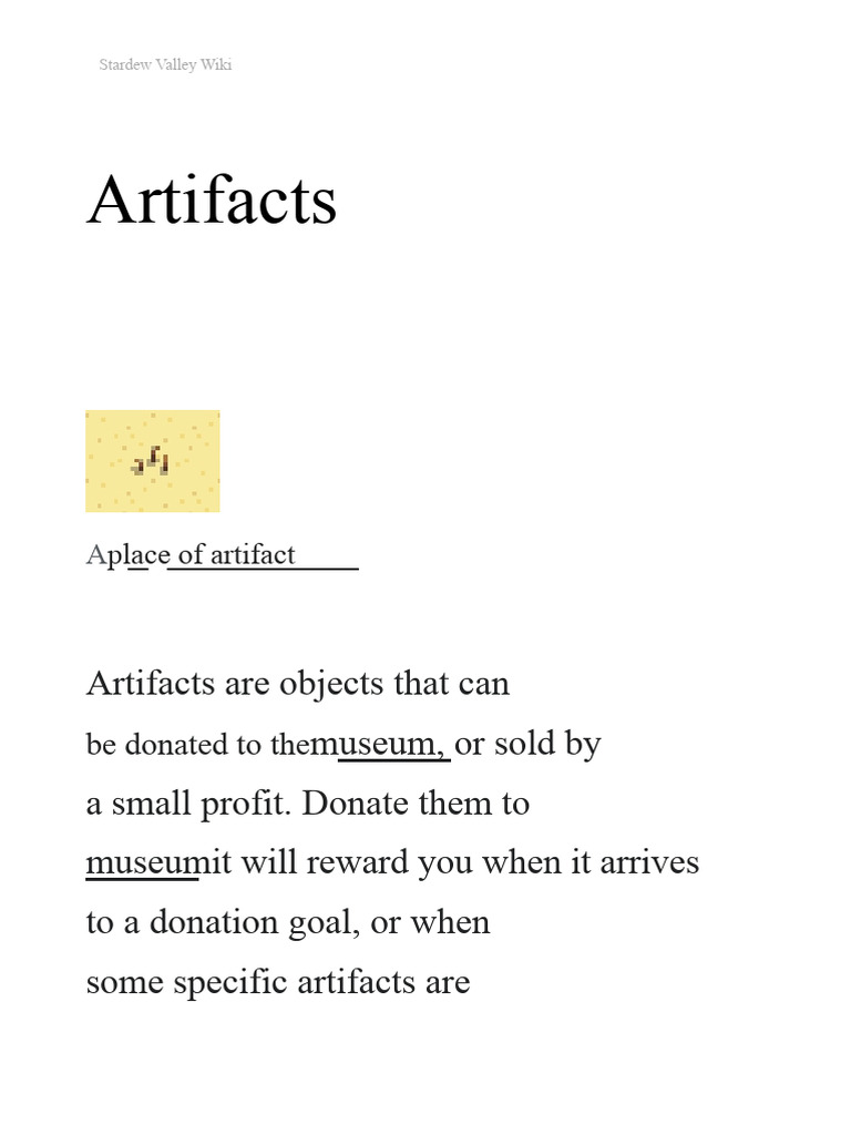Artifacts - Stardew Valley Wiki-1 | PDF | Fossil