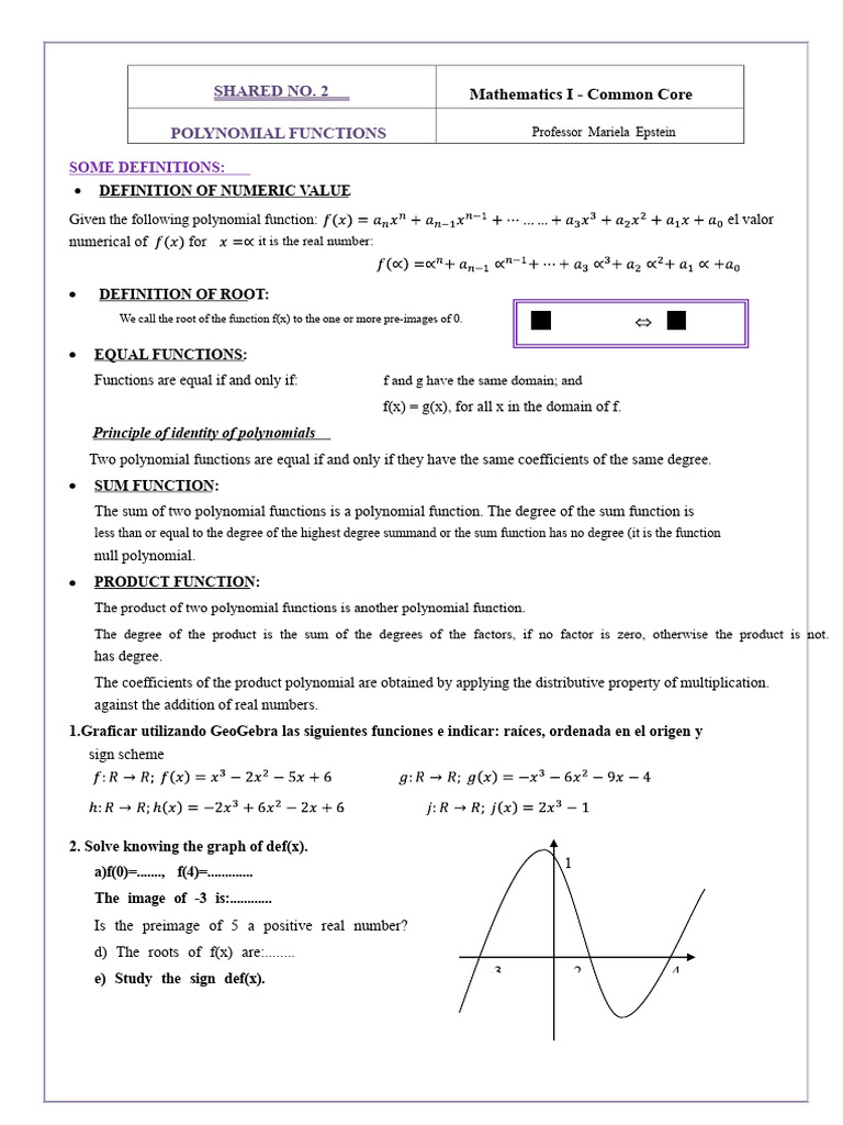 SPLIT 2 - POLYNOMIAL FUNCTIONS | PDF | Function (Mathematics) | Polynomial