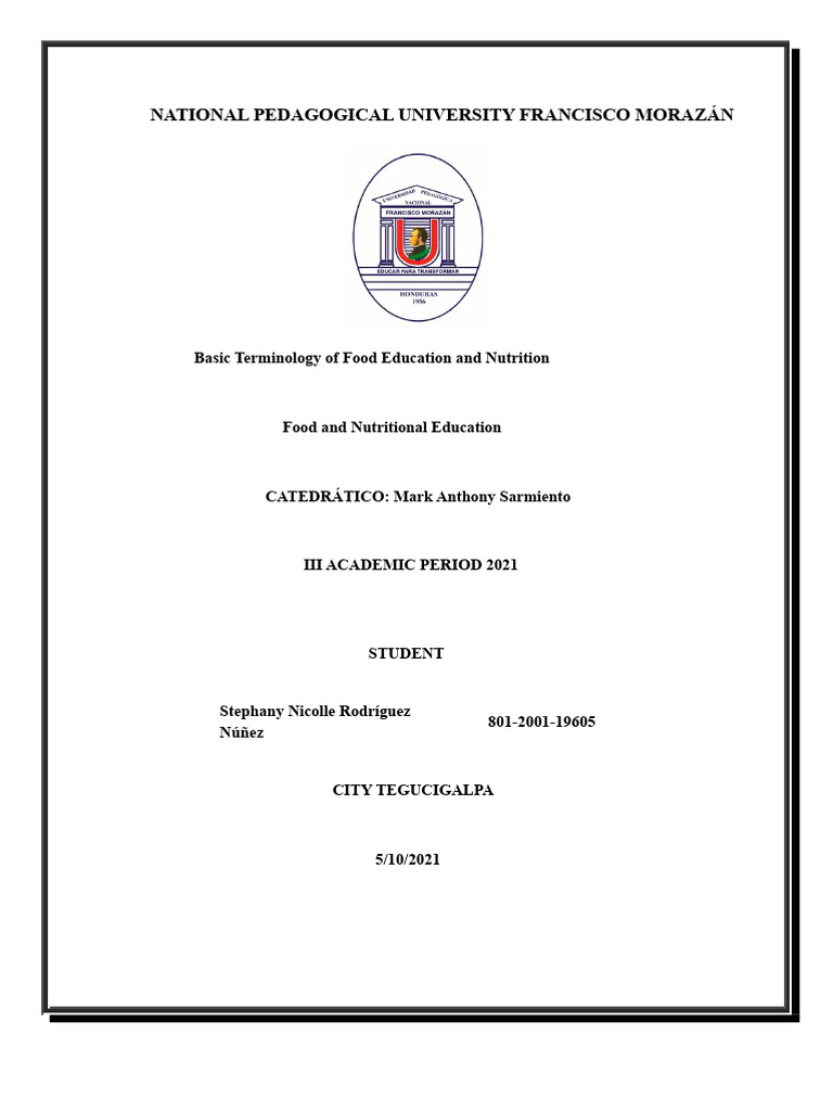 Basic Terminology of Food and Nutritional Education | PDF | Nutrition ...