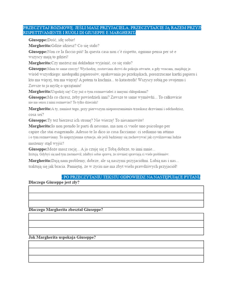 Ci I Ne - Dialog - Włoski L2 | PDF