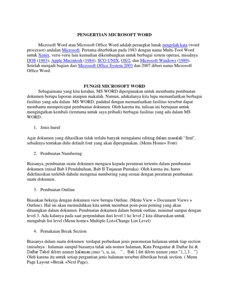 Pengertian Microsoft Word | PDF