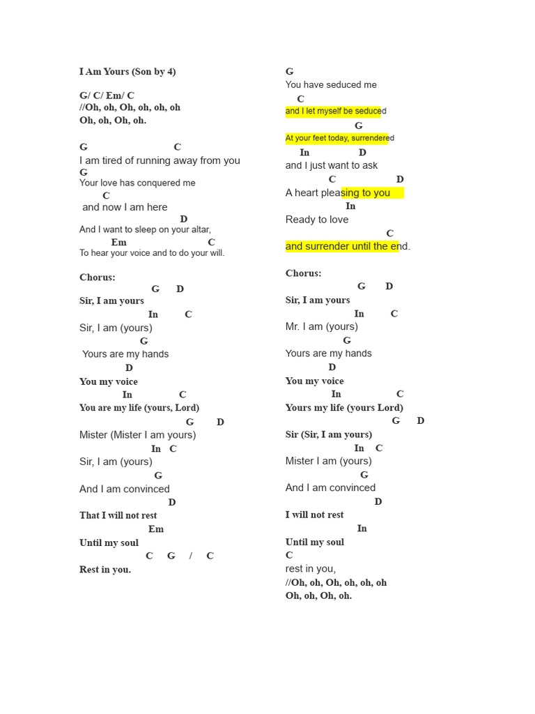 I Am Yours | PDF