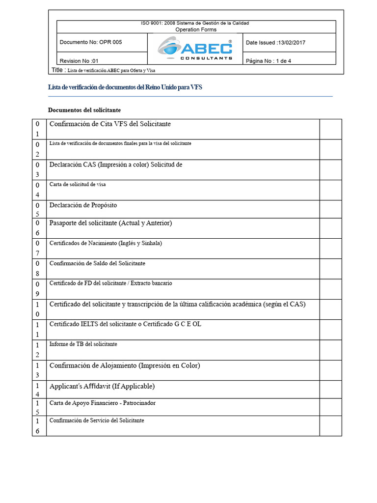 Reino Unido - Lista de Verificación de VFS | PDF | Gobierno y personalidad