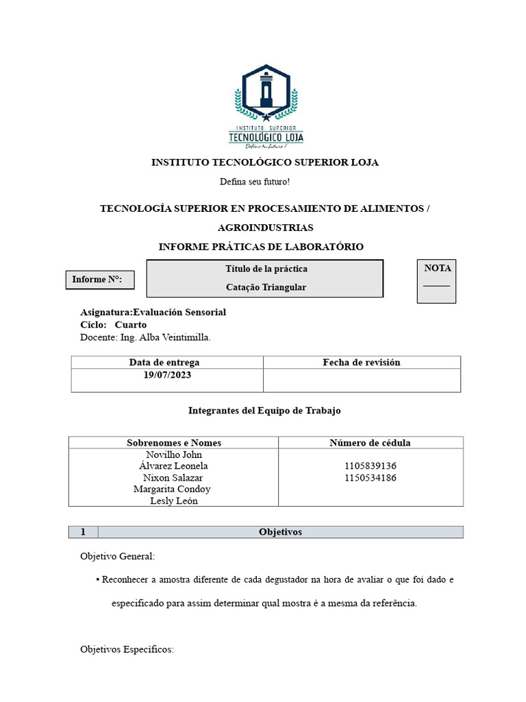 Prática de Catação Triangular em Alimentos | PDF
