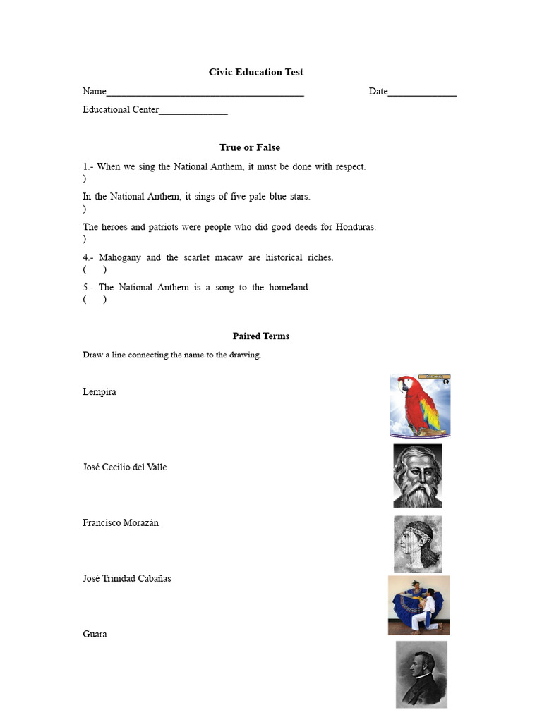 Civic Education Test | PDF