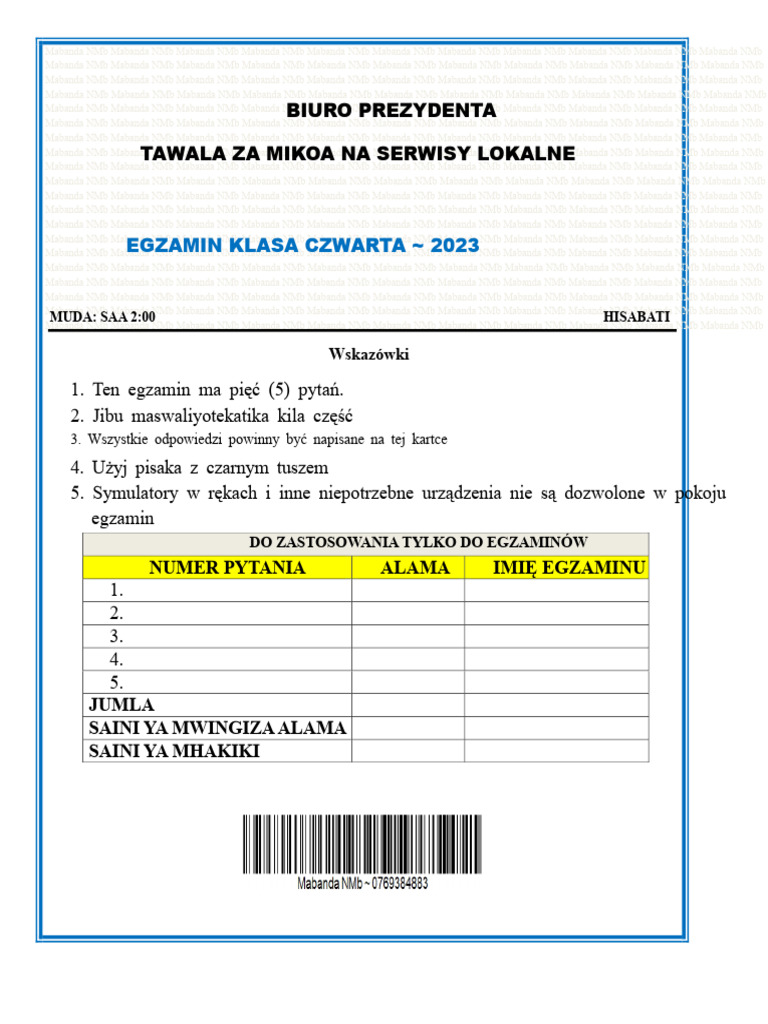 Hisabati DRS Iv 2023 | PDF