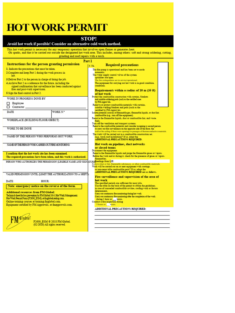 HOT PERMIT FM GLOBAL | PDF | Fires | Safety