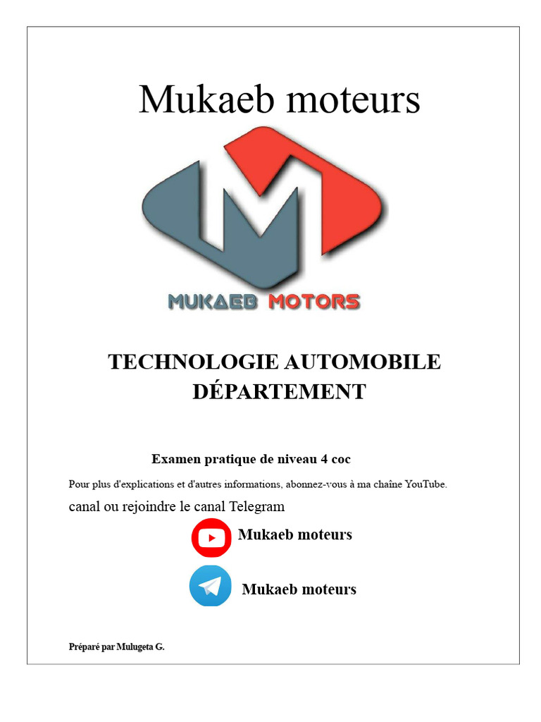 Examen Pratique COC Niveau 4 de Mukaeb Motors | PDF | Voitures | Véhicules