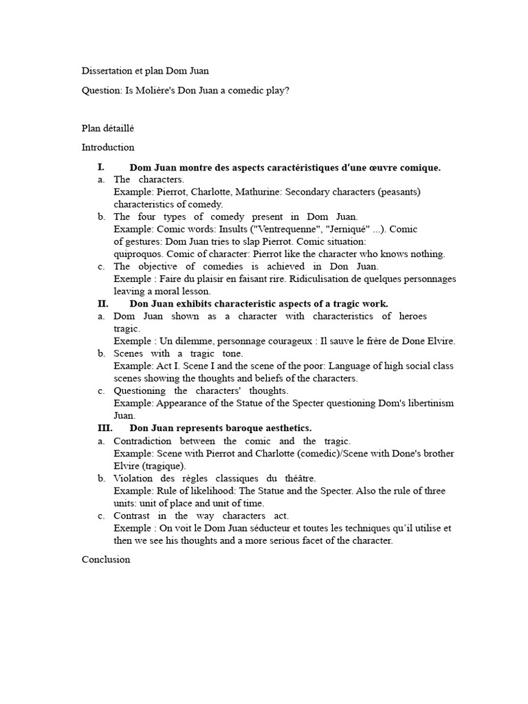 Dissertation and Outline of Dom Juan | PDF | Don Juan