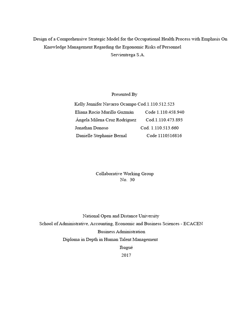 Strategic Occupational Health Model Design | PDF | Occupational Safety ...