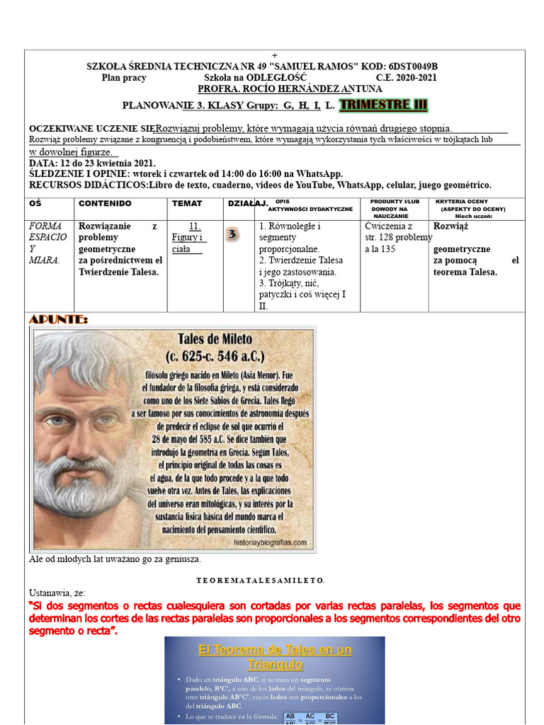Twierdzenie Talesa Z Miletu | PDF