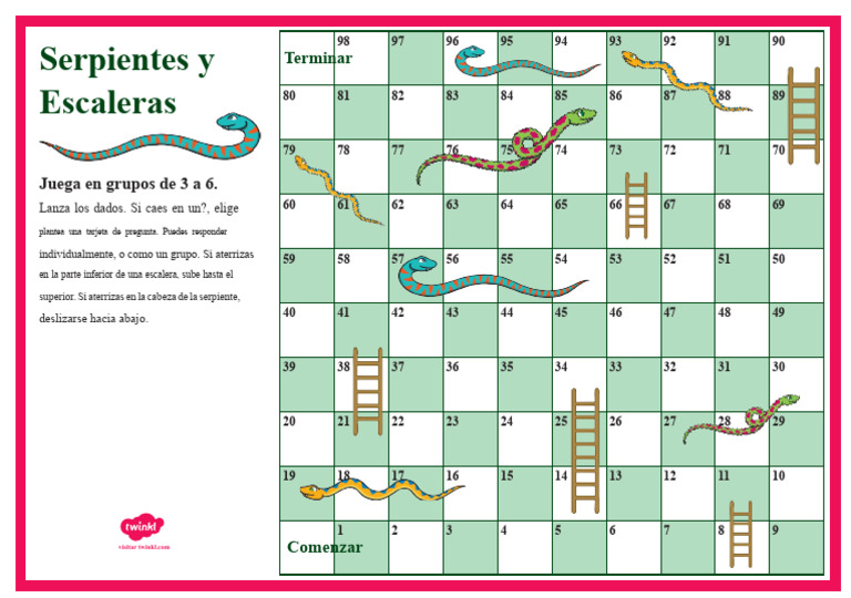 Tablero de Serpientes y Escaleras A3 PDF | PDF