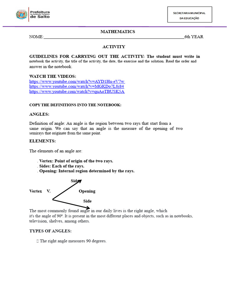 Angles 6th Grade | PDF