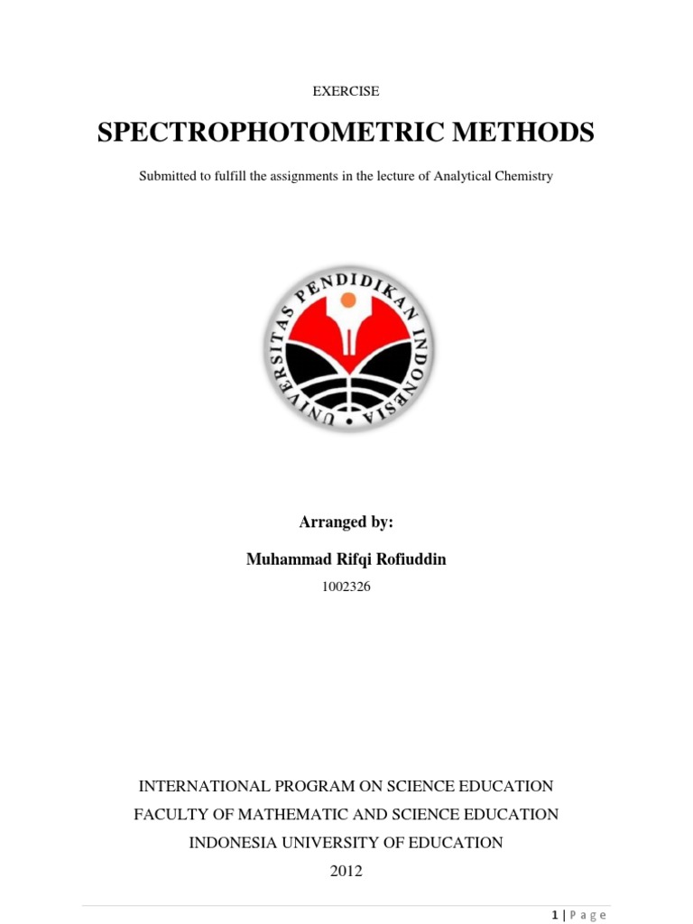 Spectrophotometric Methods Exercise | PDF | Parts Per Notation | Absorbance
