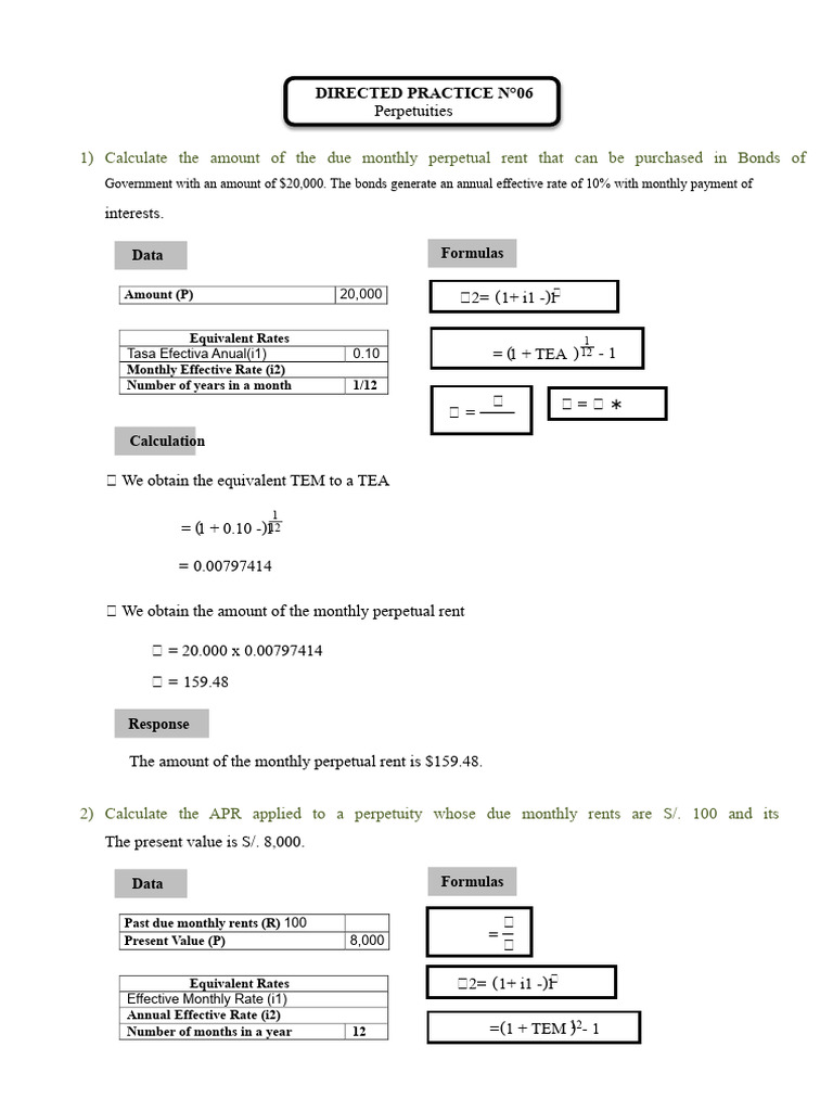 Perpetuity Calculations and Analysis | PDF | Present Value | Interest
