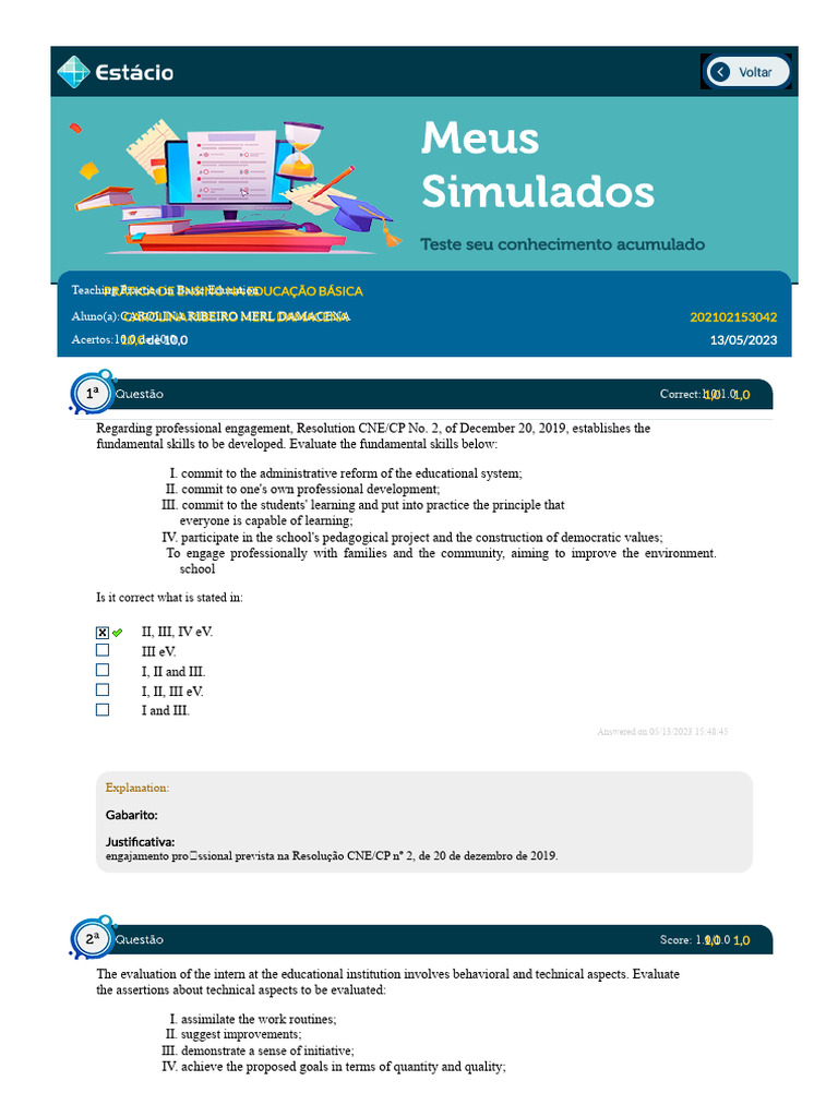 Teaching Practice in Basic Education - Simulated Test 2 | PDF ...
