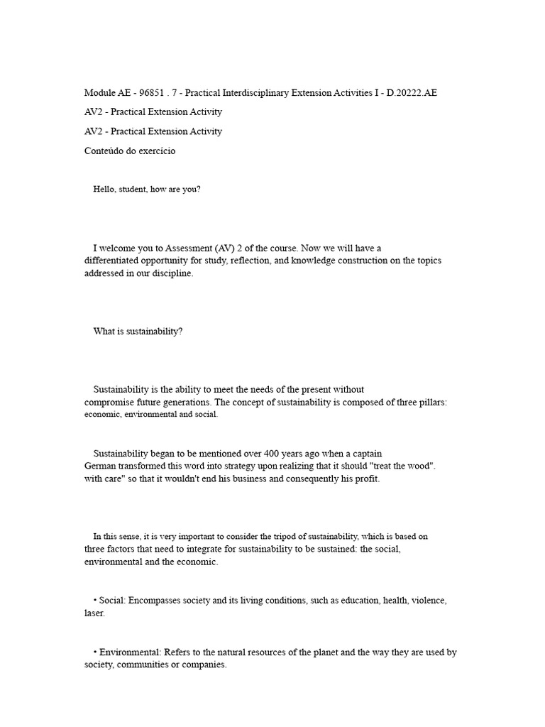 AV2 ACTIVITY | PDF | Sustainability | Natural Environment