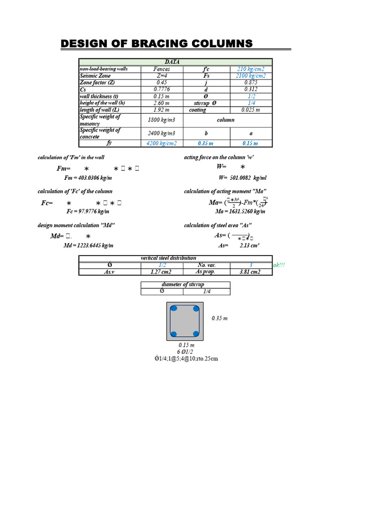 Design of Bracing Columns | PDF | Masonry | Architectural Elements