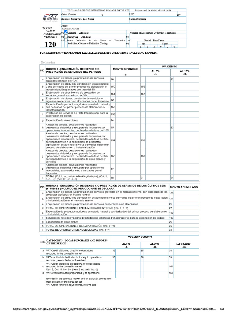 Submit Declaration - MARANGATU Form 120 | PDF | Value Added Tax | Taxes