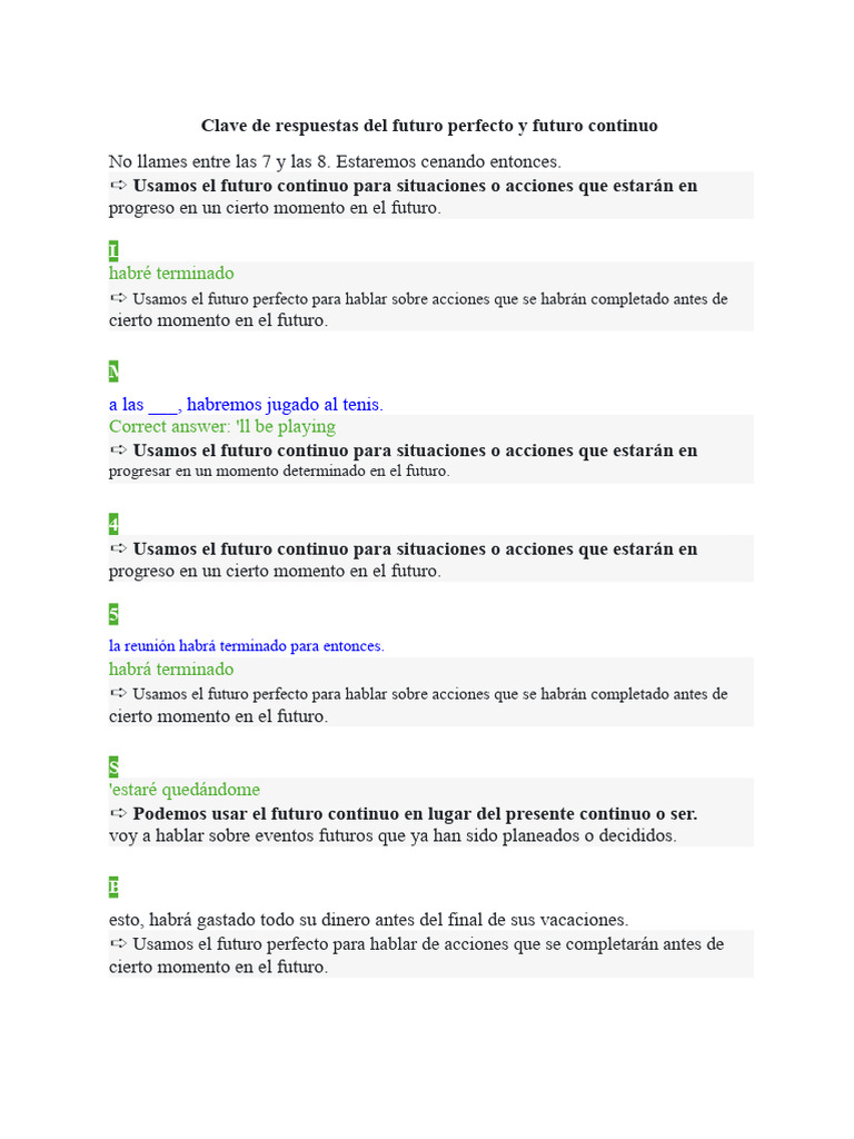 Futuro Perfecto y Continuo: Claves Esenciales | PDF