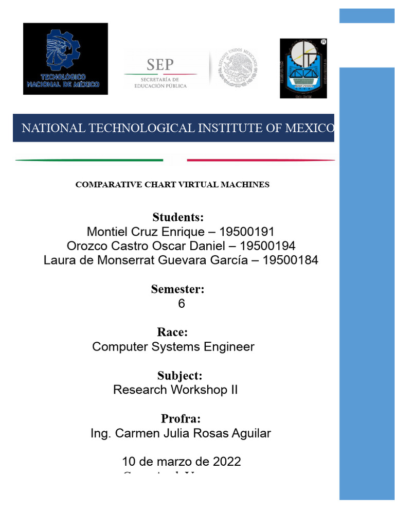 Comparative Table Virtual Machines | PDF | Virtualization | Virtual Machine