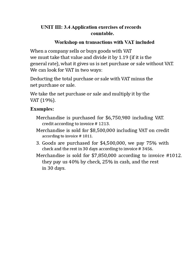 3.4 Application Exercises of Accounting Records. | PDF | Value Added ...