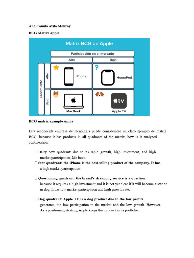 BCG Matrix Analysis of Apple Products | PDF