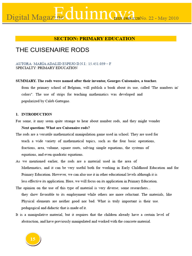 Cuisenaire Rods | PDF | Numbers | Mathematics