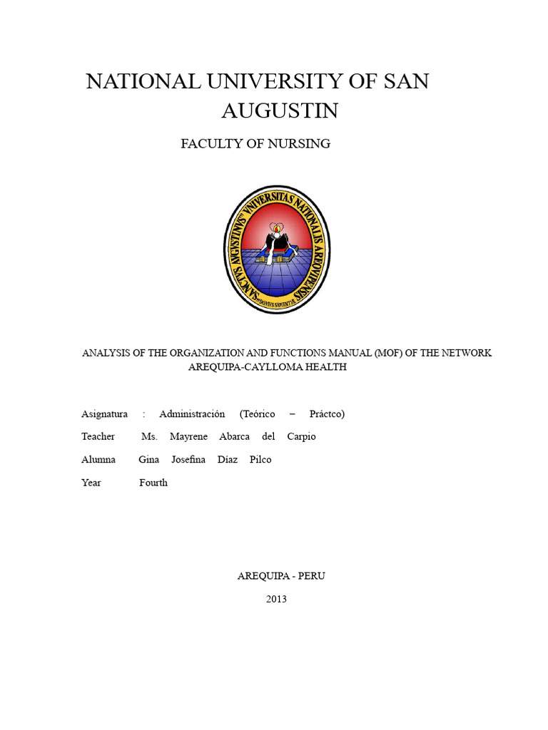 Analysis of The Mof of The Arequipa Caylloma Health Network | PDF ...