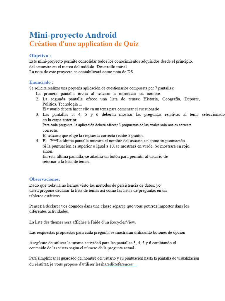 Mini-Proyecto Android | PDF