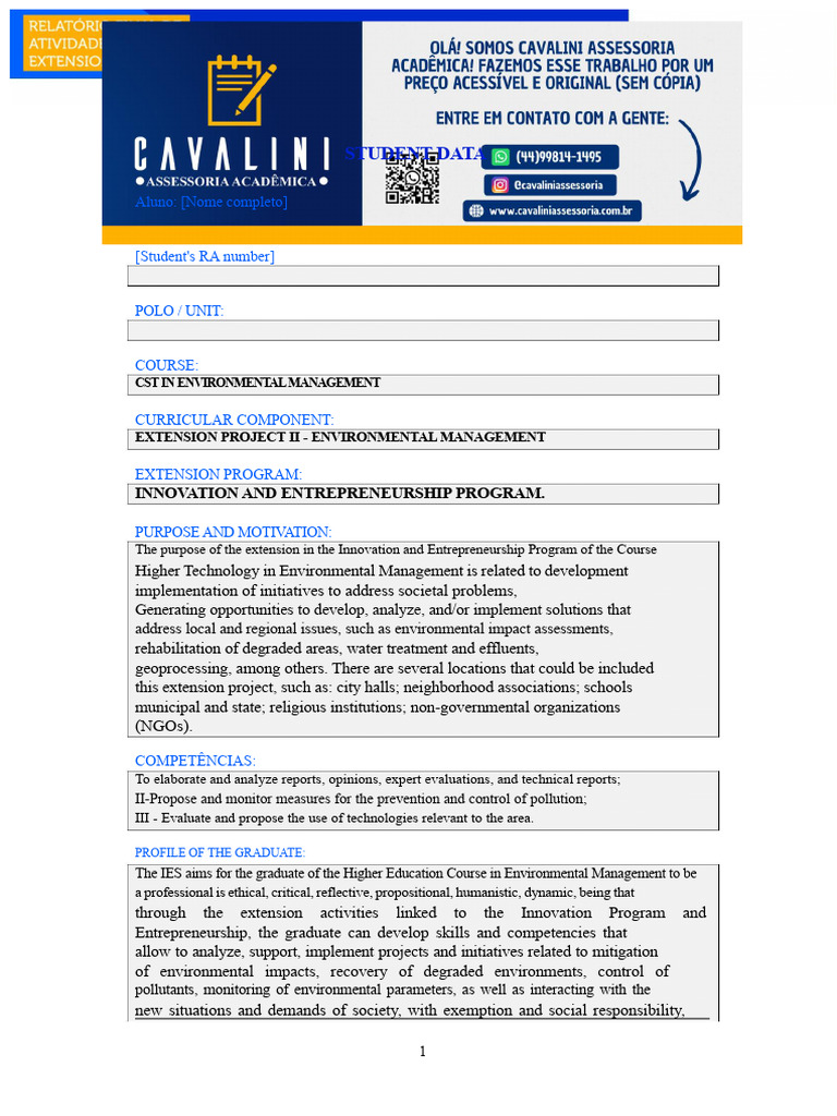 Extension Project II - Environmental Management | PDF | Environmental ...
