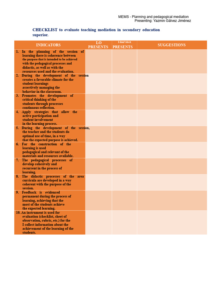 Evaluation Checklist For Mediation | PDF