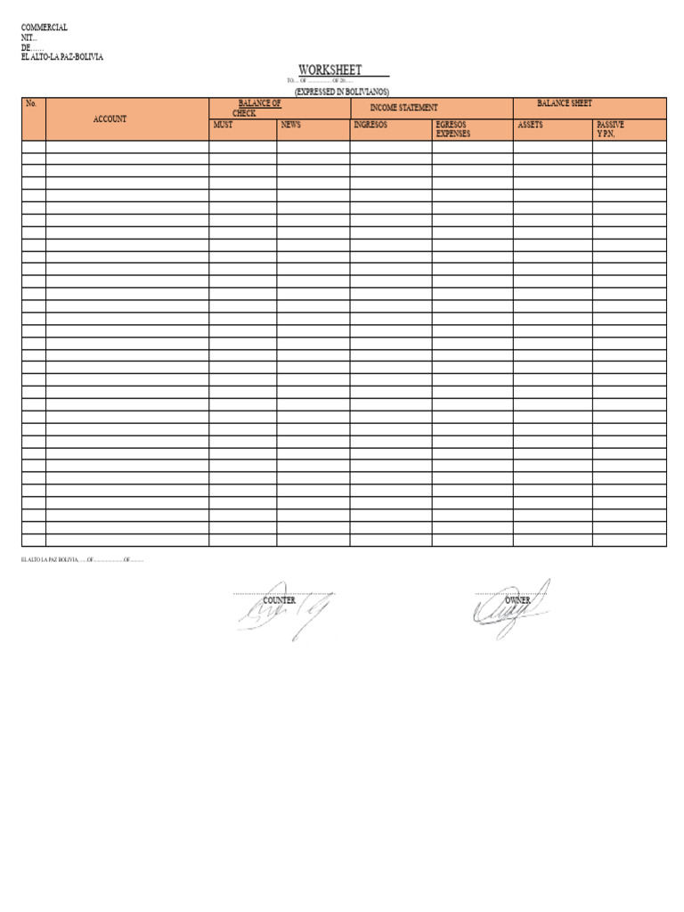 SIX-COLUMN WORKSHEET | PDF
