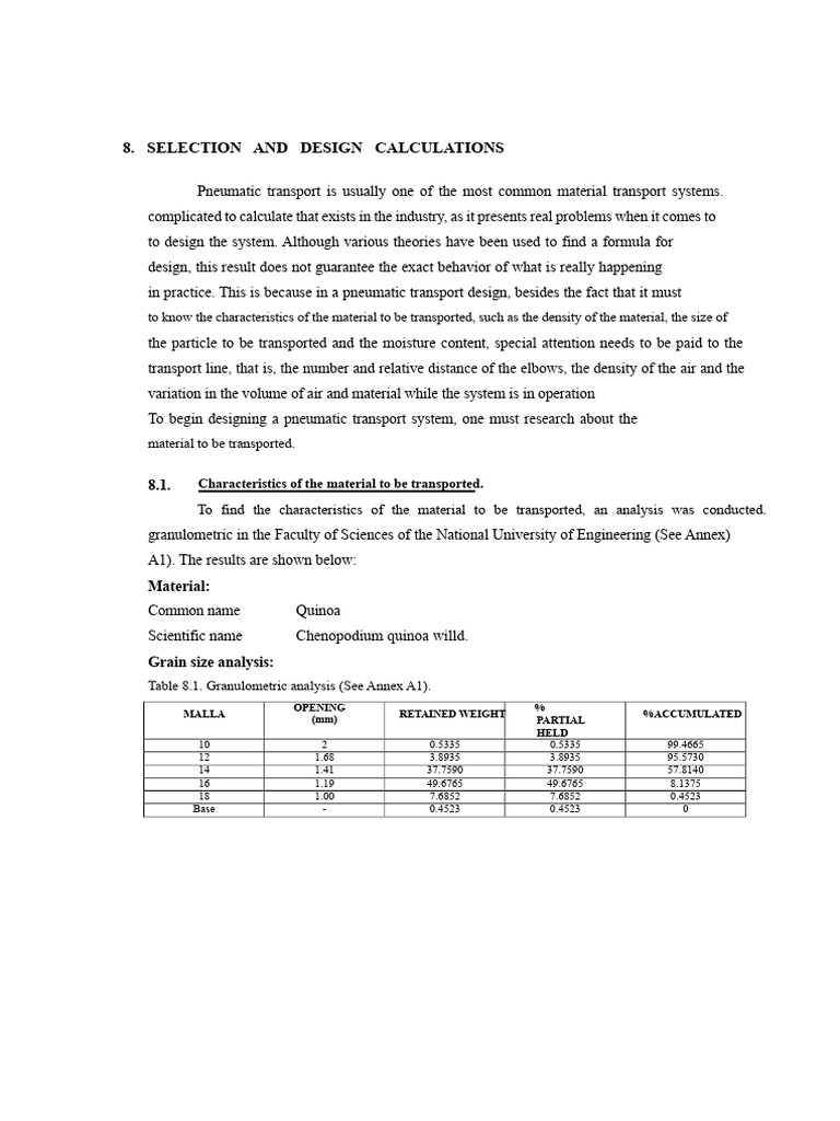 Calculation and Design of A Pneumatic Conveyor | PDF | Volume | Sphere