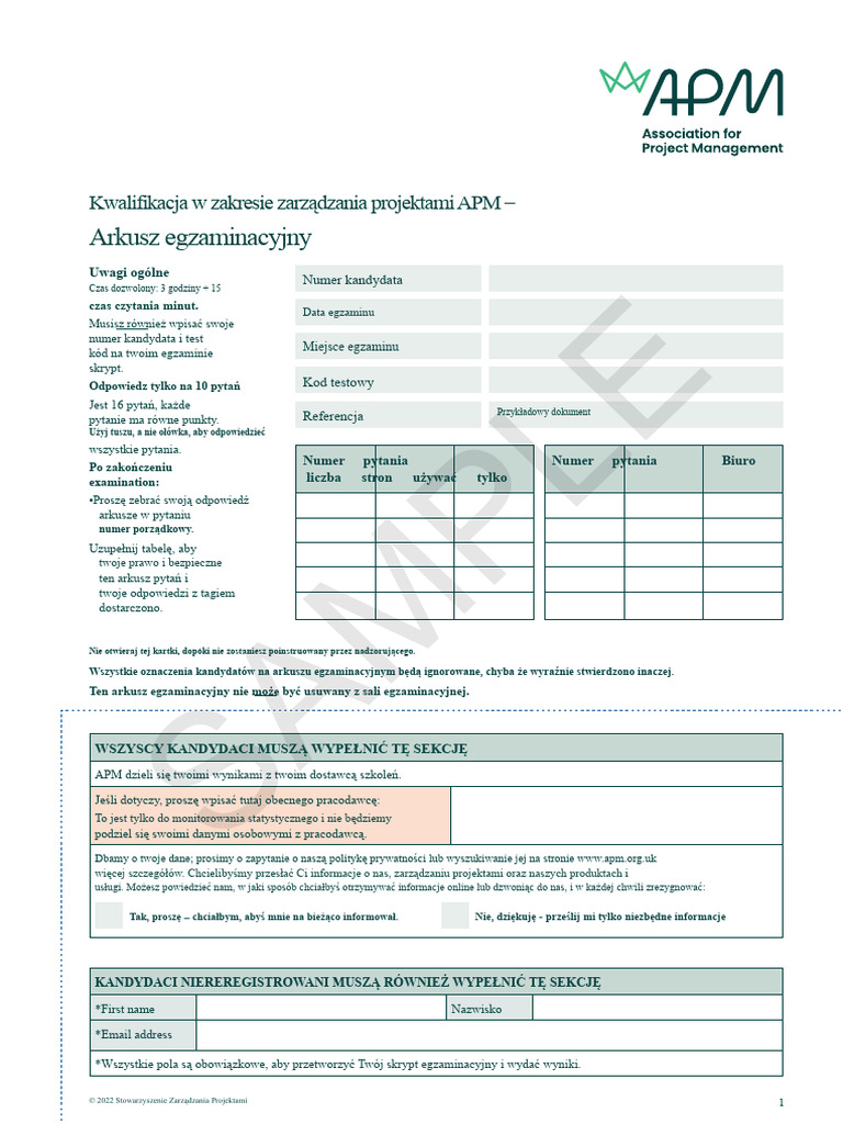 Apm Qs PMQ 17 PMQ Przykładowy Papier | PDF