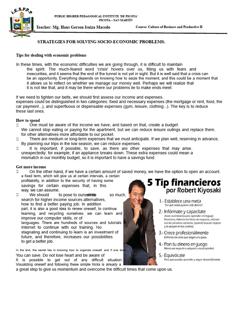 Strategies For Solving Economic Problems | PDF | Expense | Income
